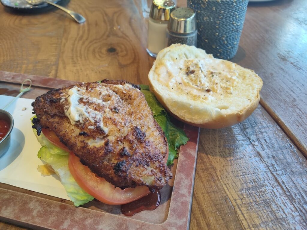 Paddlefish Blackened Catfish Sandwich with a Surprise - MouseDining